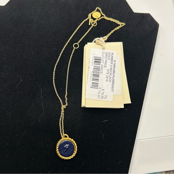 Maje | Jewelry | Maje Navy Gem Number 9 With Goldtone 9 Chain Nwt ...